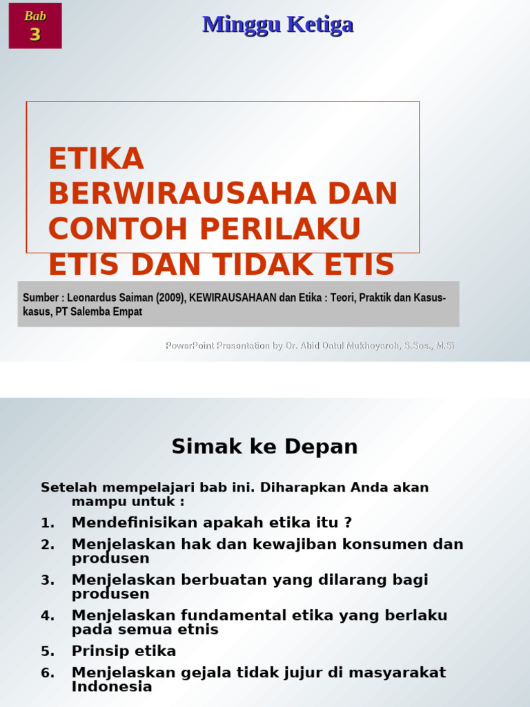 3-CONTOH PERILAKU ETIS-ETIKA BERWIRAUSAHA | PDF