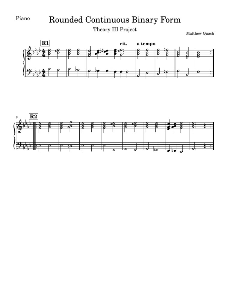 Continuous Binary Form in Piano Theory | PDF
