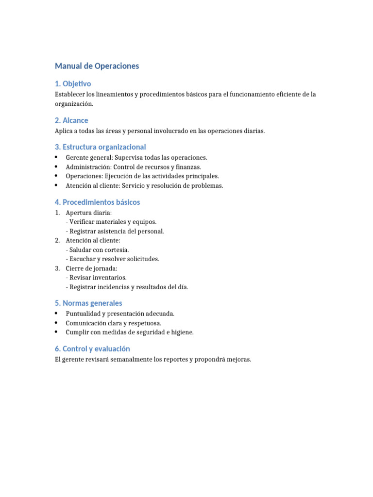 Manual de Operaciones Eficientes | PDF