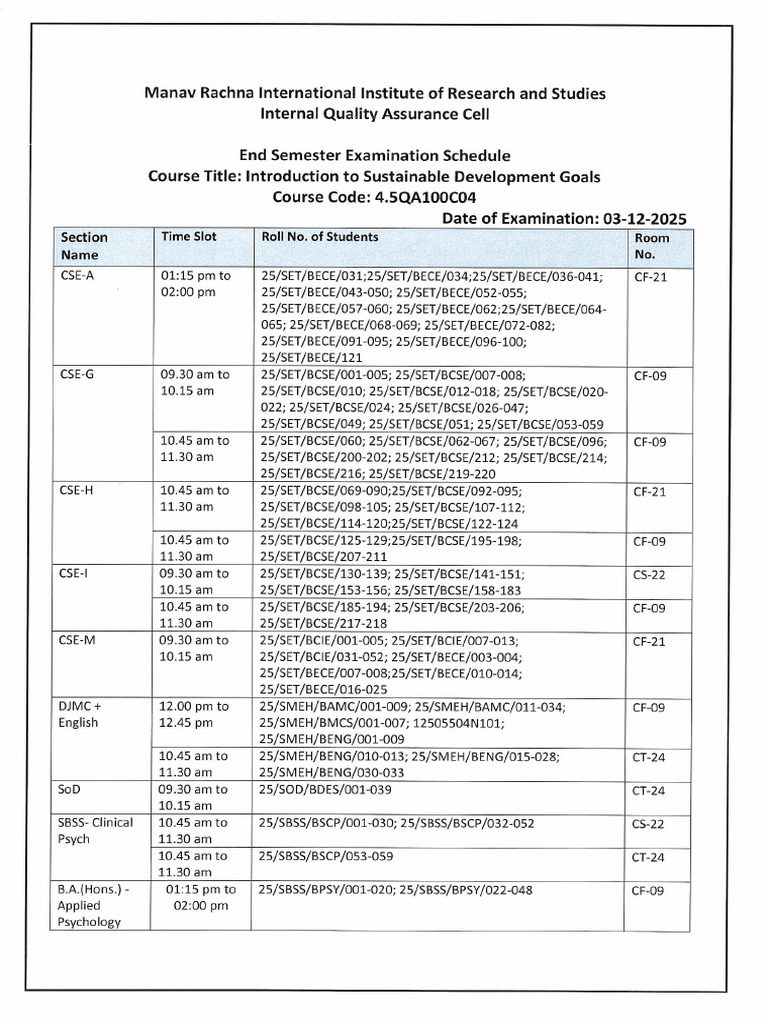 ESE Schedule SDG Dec2025-1 | PDF