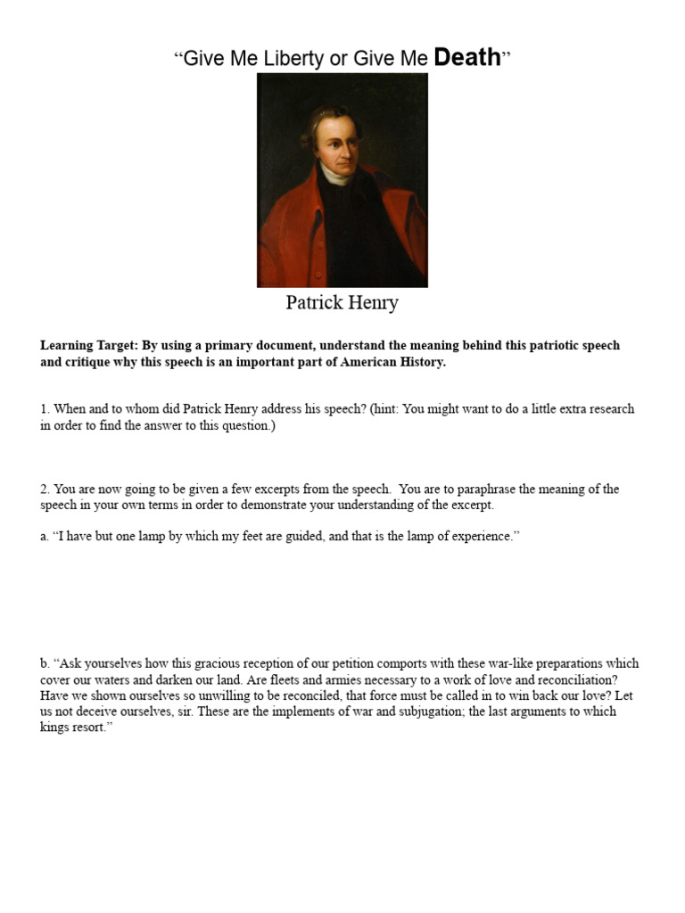 Give Me Liberty or Give Me Death | PDF