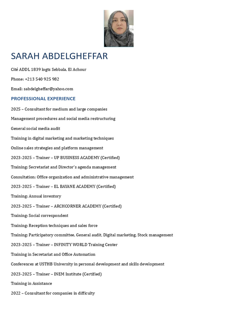 Resume Sarah ABDELGHEFFAR | PDF
