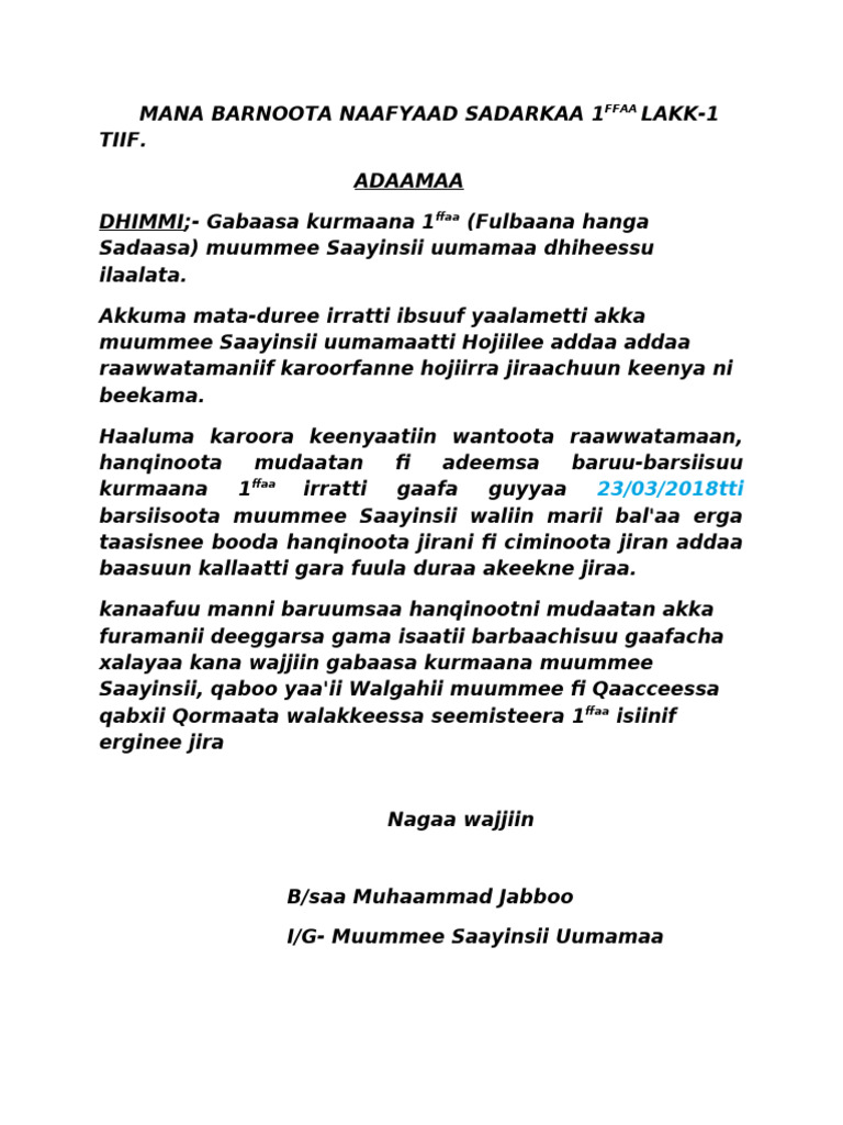 Mana Barnoota N-wps Office | PDF