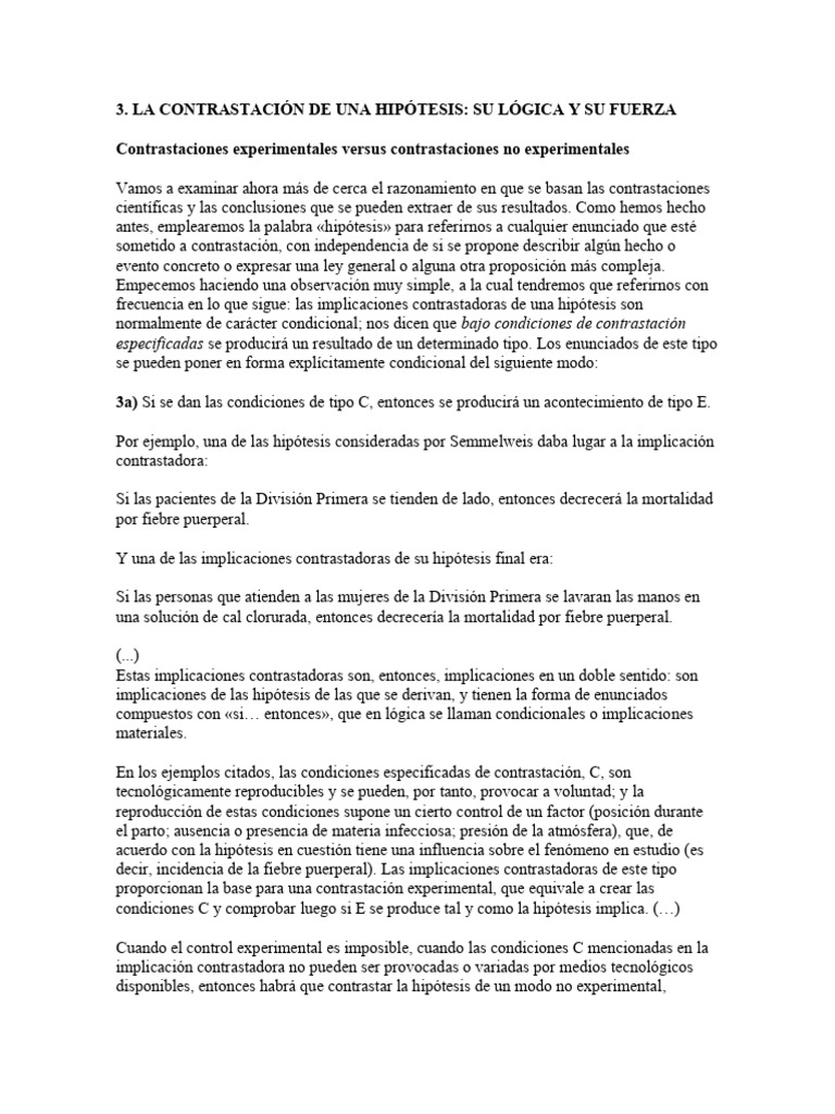 La Contrastación de Una Hipótesis | PDF | Ligero | Hipótesis