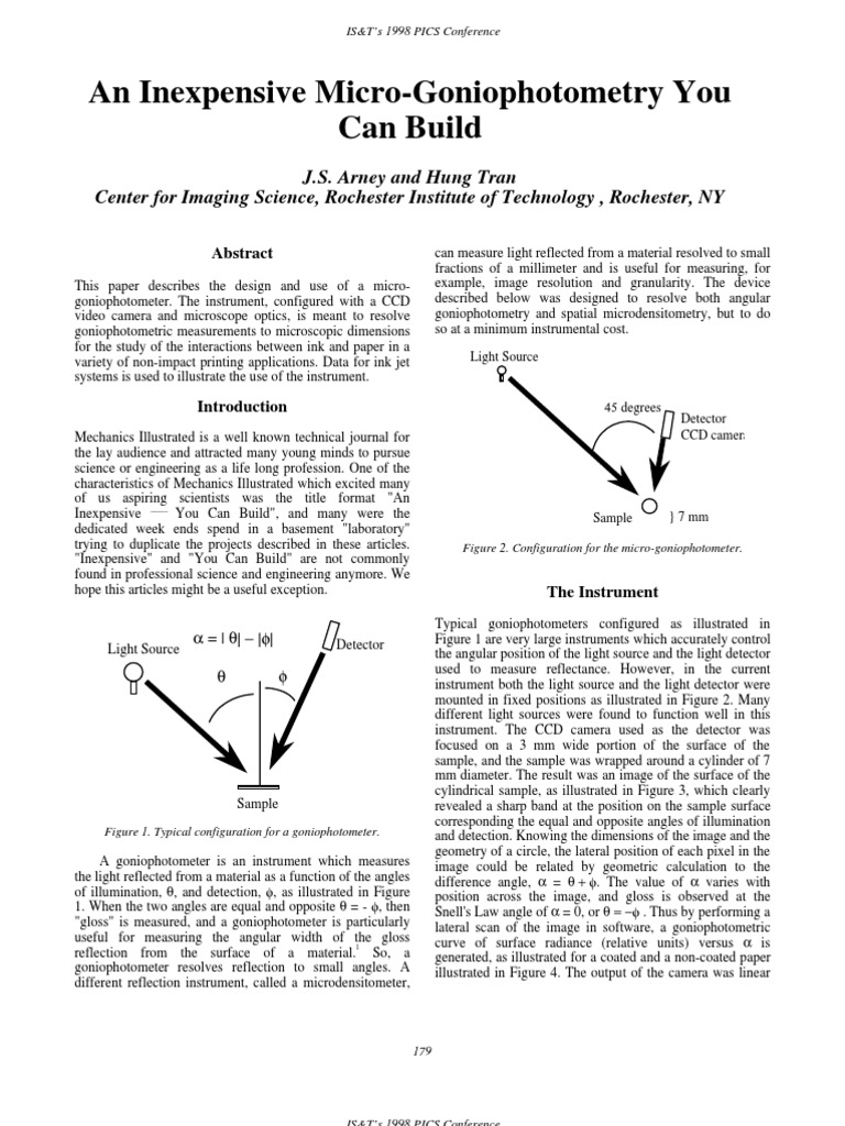 An Inexpensive Micro-Goniophotometry You Can Build | PDF | Angle ...