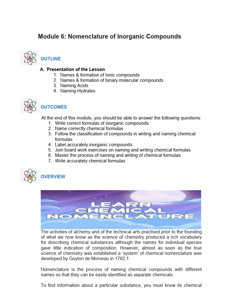 Inorganic Compounds Nomenclature Guide | PDF | Ion | Chemical Compounds