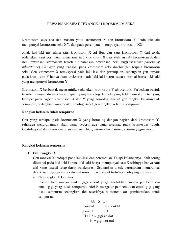 Pewarisan Sifat Terangkai Kromosom Seks | PDF