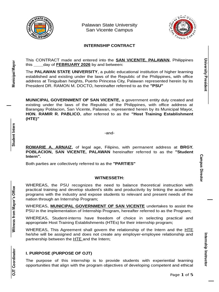 Internship Contract for PSU Students | PDF | Justice | Crime & Violence