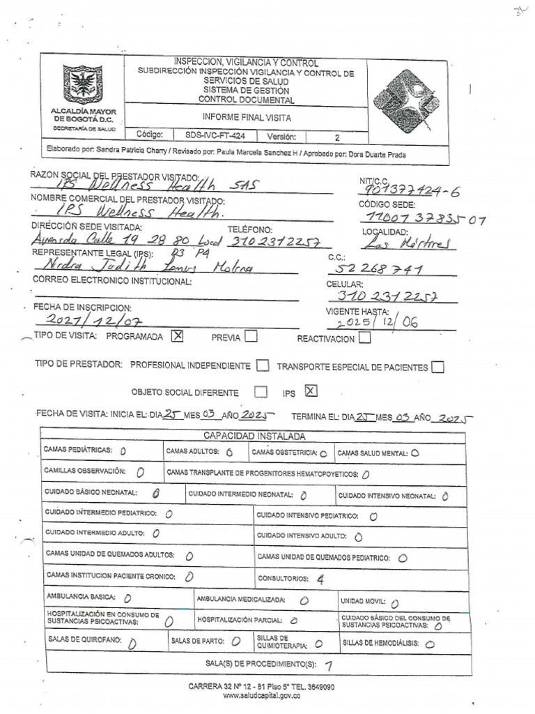 Informe Ips Wellness Health Sas Ips Wellness Health | PDF