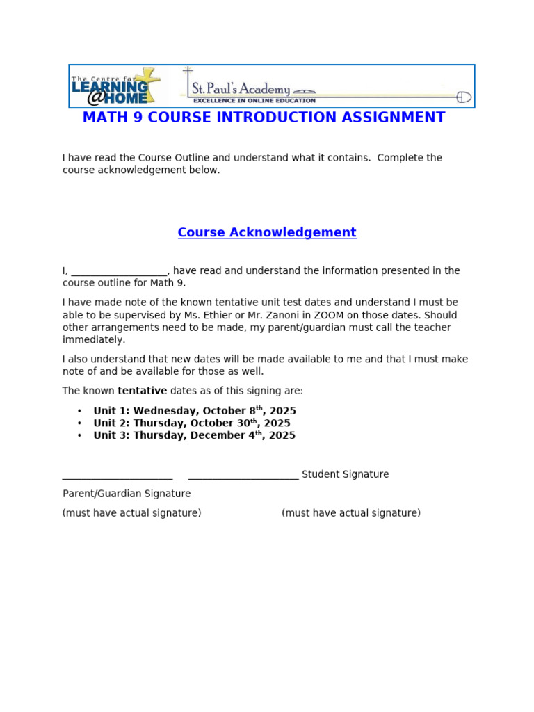 02 Math 9 Course Outline Contract | PDF