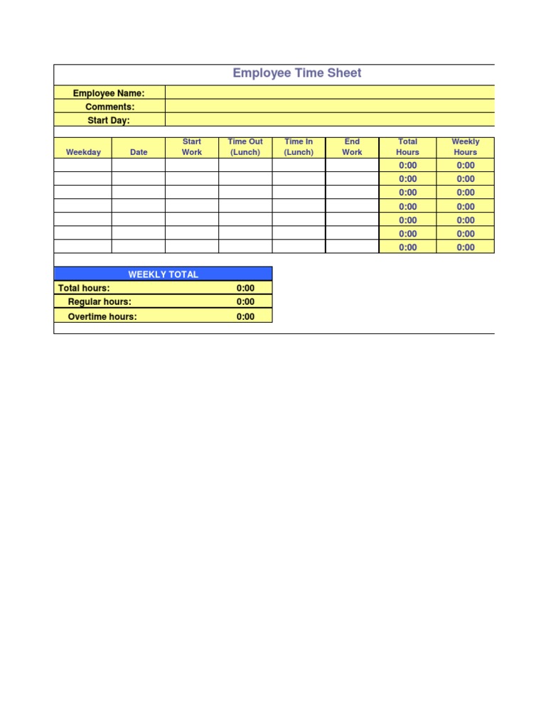 Employee Time Tracking Sheet | PDF