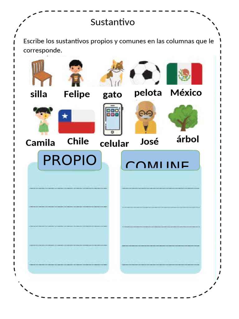 Sustantivo Propio y Comun | PDF