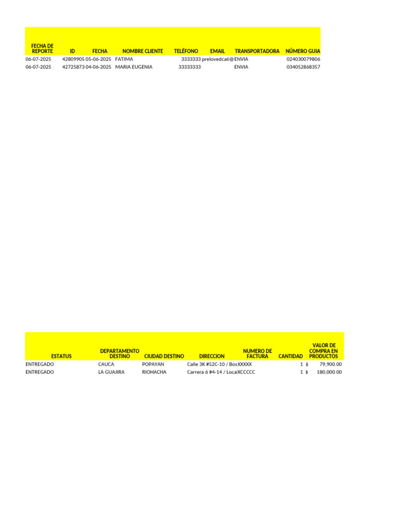 Reporte de Envíos y Ventas 2025 | PDF