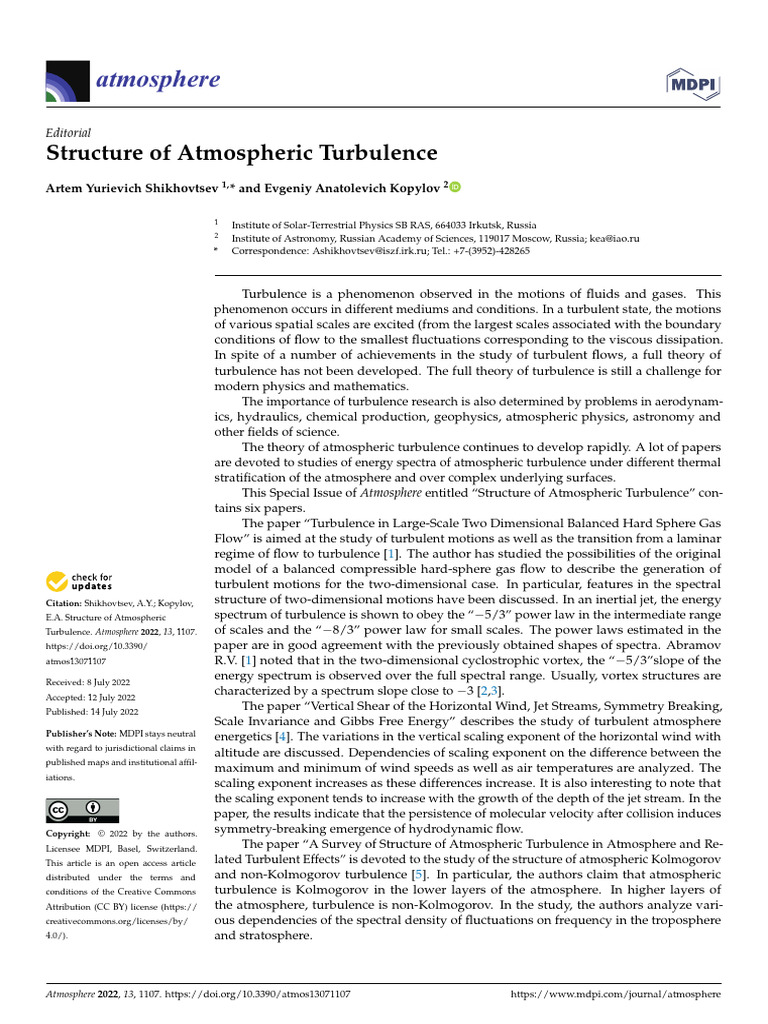 Structure of Atmospheric Turbulence | PDF | Turbulence | Fluid Dynamics