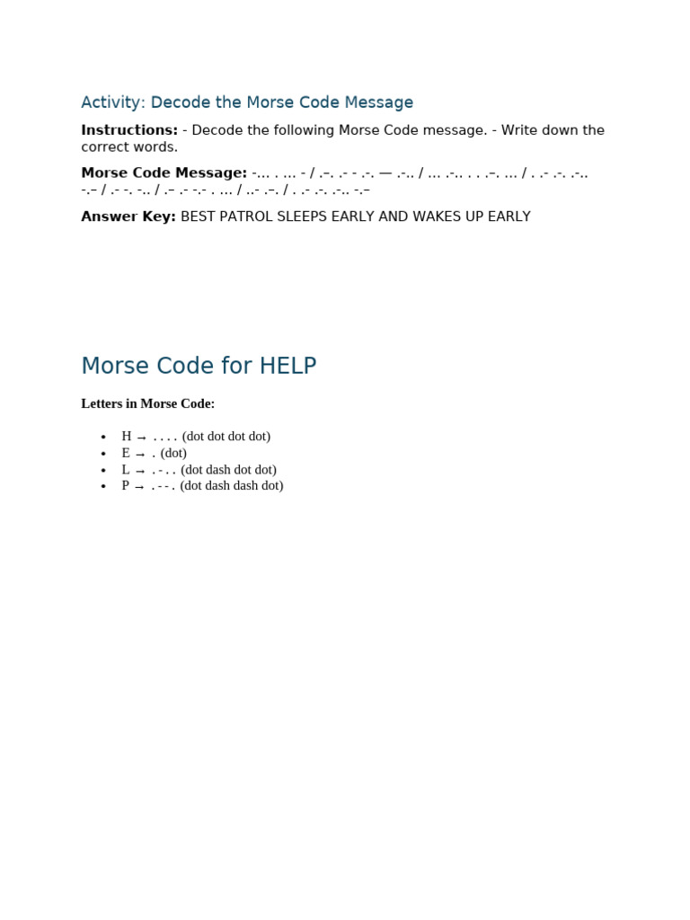 Fun Morse Code Activity | PDF