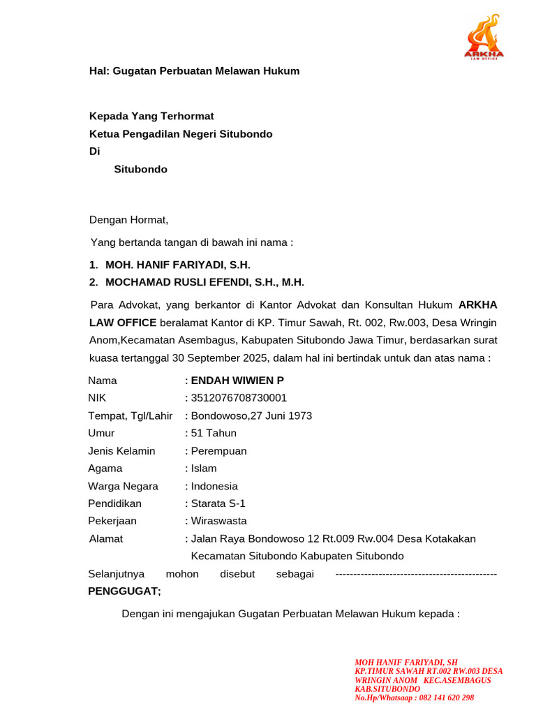 Gugatan PMH Lelang Wiwin Konsep | PDF