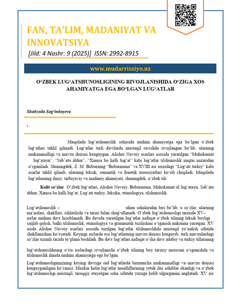 37 39+O Zbek+lug atshunosligining+Rivojlanishida+O ziga+Xos+Ahamiyatga ...
