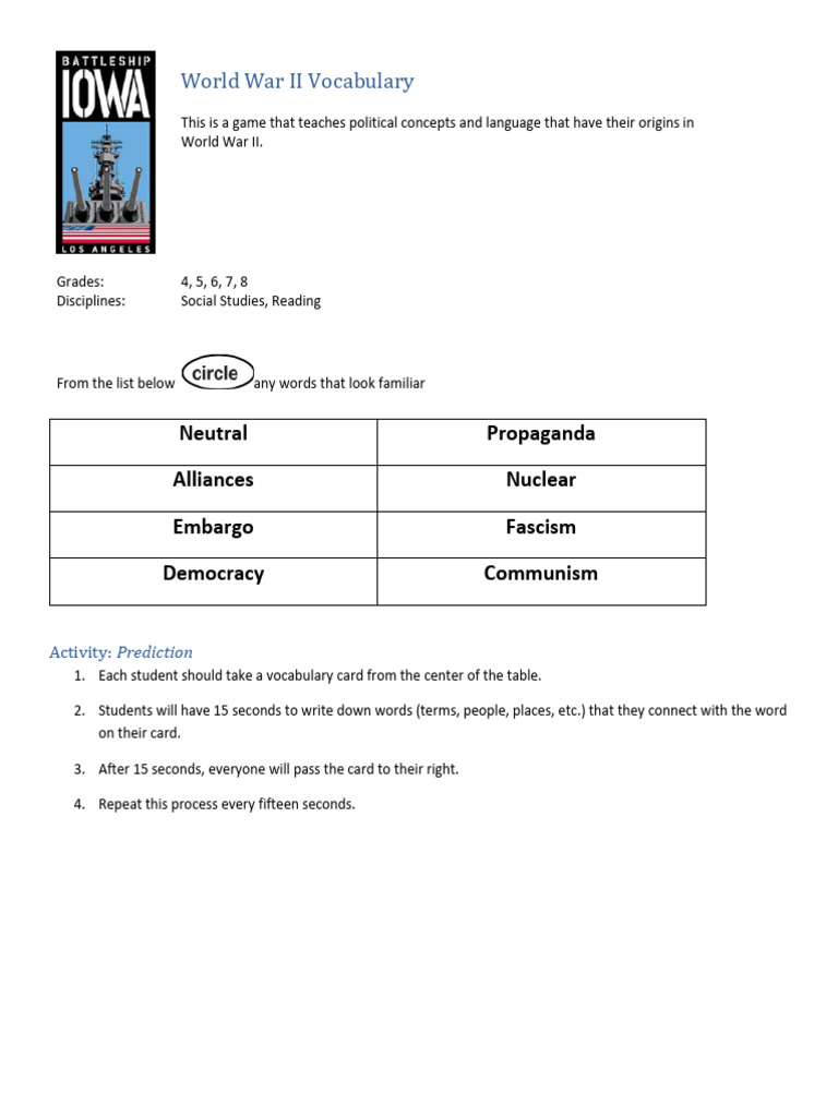 World War 2 Vocabulary | PDF | Propaganda | Vocabulary