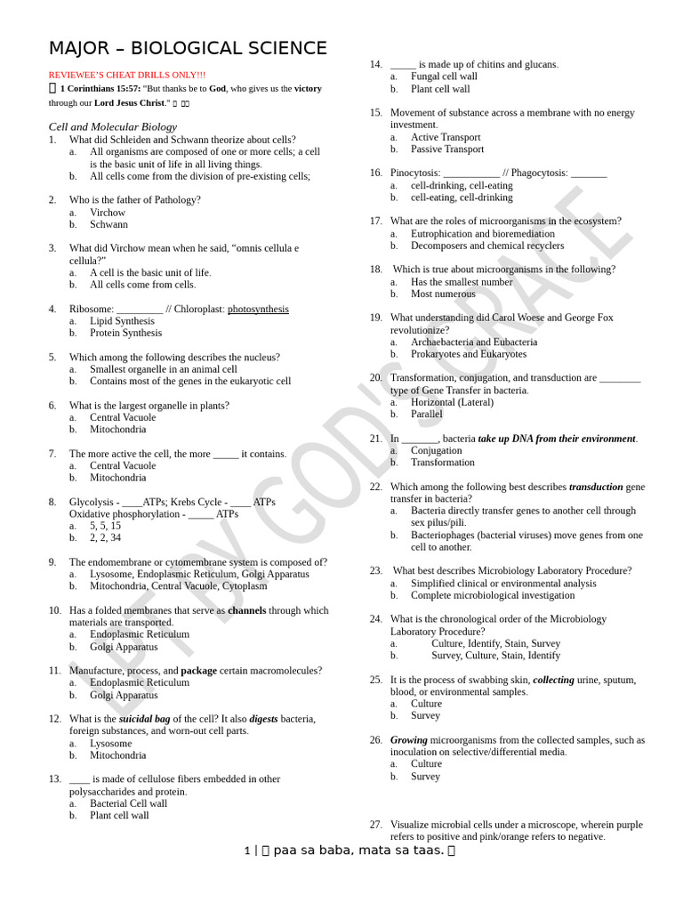 A1 Biological Science | PDF | Cell (Biology) | Bacteria