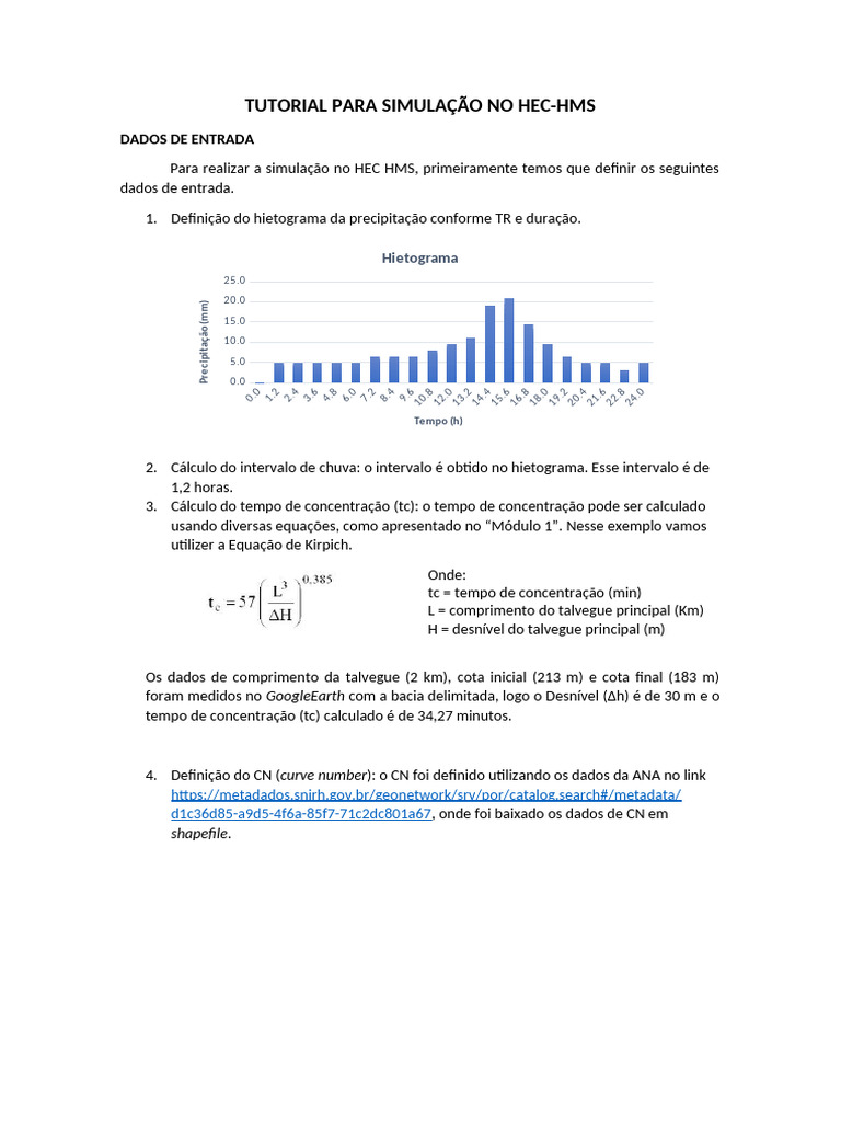 Simulação HEC-HMS: Tutorial Completo | PDF | Matemática