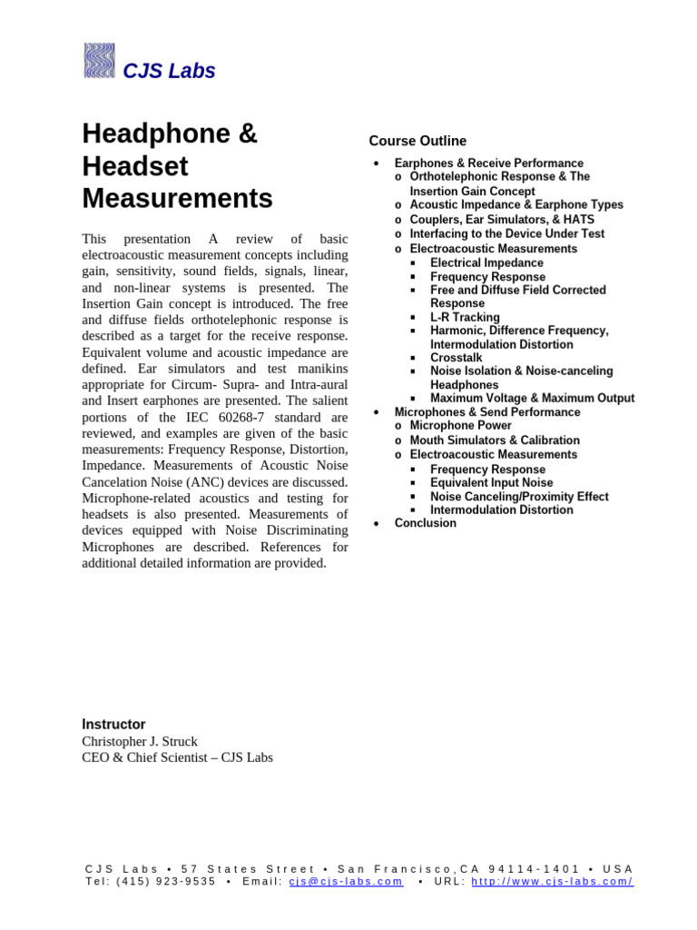 Headphones Headsets CourseOutline | PDF | Headphones | Distortion