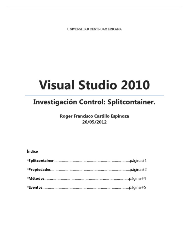 Splitcontainer RogerCastillo | PDF | Microsoft Visual Studio | Informática