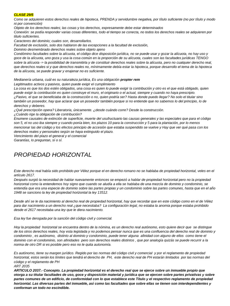 Propiedad Hrizontal Clases y Power Sobre Derechos Reales Abogacia Unlam ...