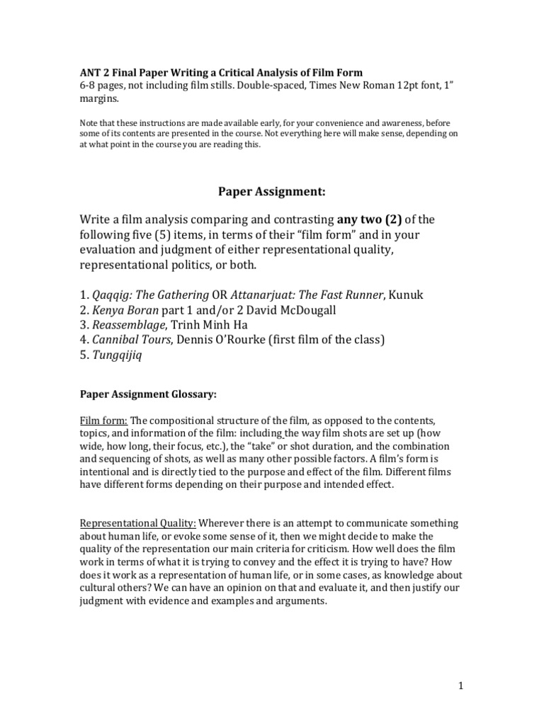 Film Form Analysis: Comparing Two Films | PDF | Argument | Evidence