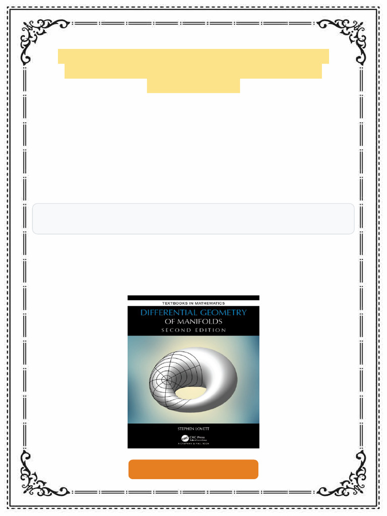 Differential Geometry of Manifolds Second Edition Lovett Ebook Course-Ready PDF | PDF ...