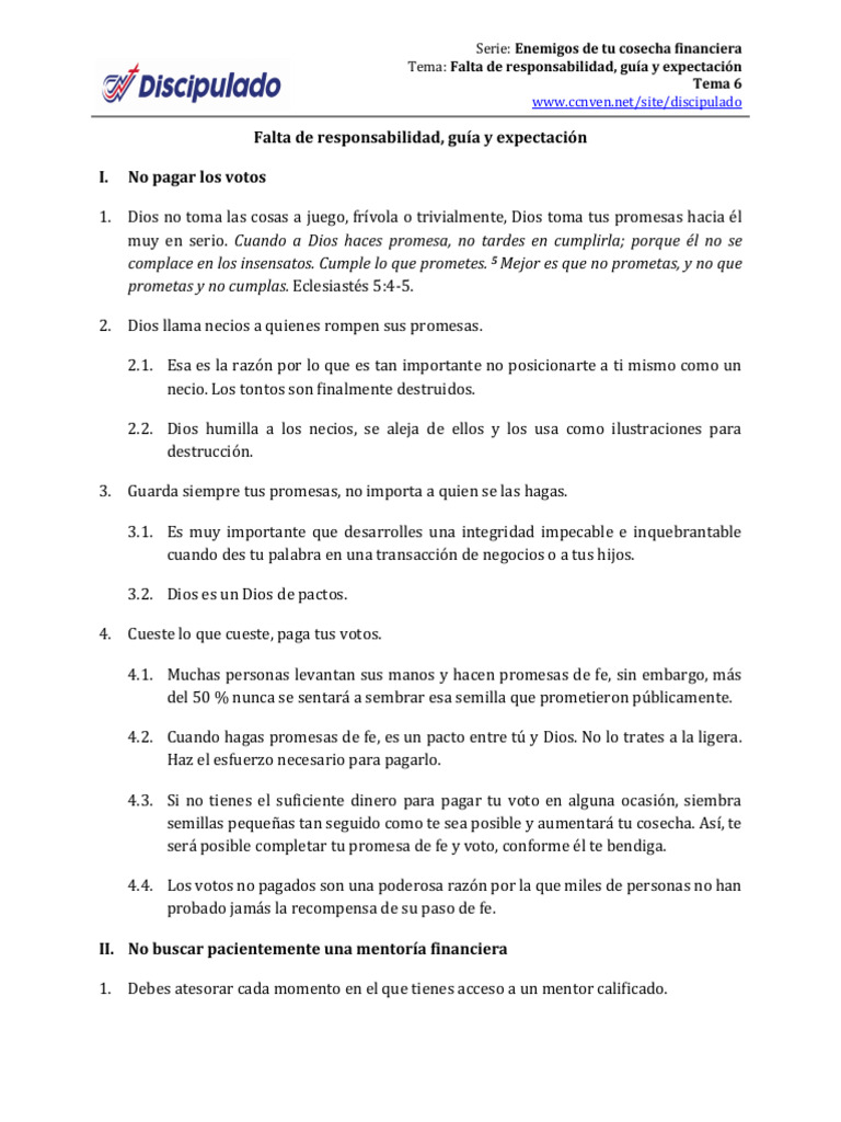 Falta de Responsabilidad, Guía y Expectación | PDF | Creencia religiosa ...
