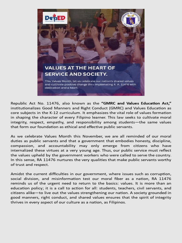 Values Month Write-up .Docx - Google Docs | PDF
