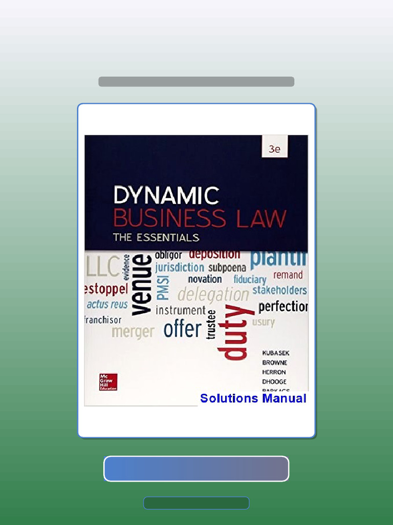 Dynamic Business Law the Essentials 3rd Edition Kubasek Exam Prep | PDF ...