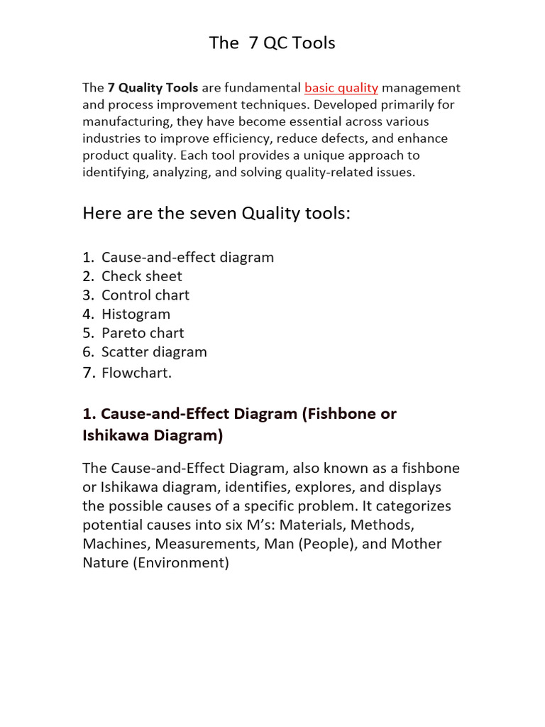 The 7 Quality Tools are fundamental (2) | PDF | Histogram | Scatter Plot