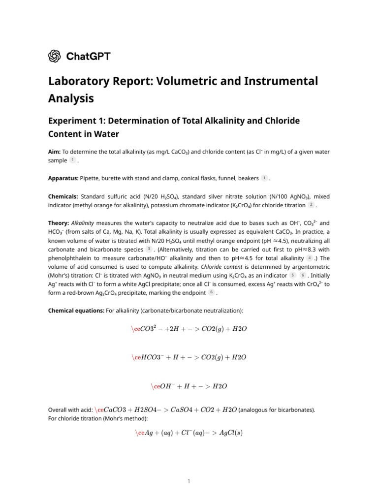 Laboratory Report_ Volumetric and Instrumental Analysis | PDF ...