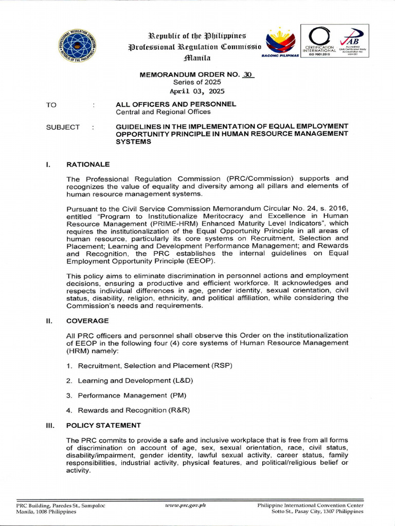 Equal Employment Opportunity Guidelines | PDF | Equal Opportunity ...