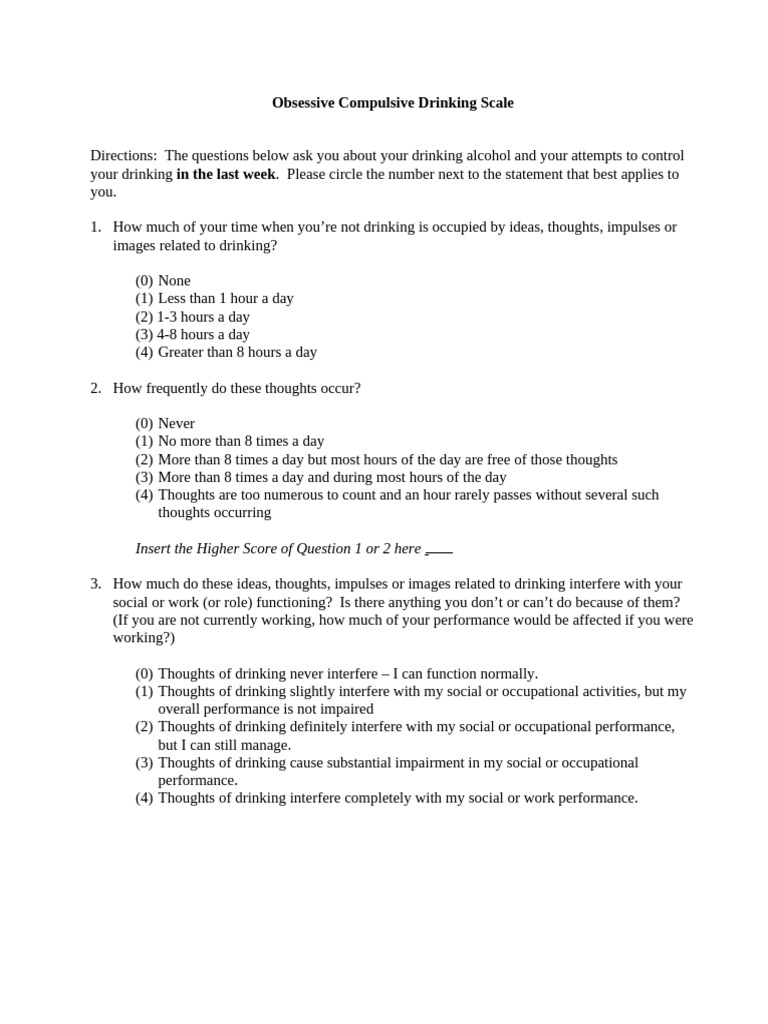Ocds | PDF | Alcoholism | Obsessive–Compulsive Disorder