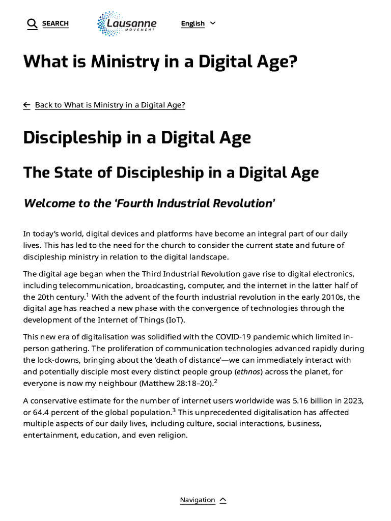 Discipleship in A Digital Age Lausanne Movement | PDF | Disciple ...
