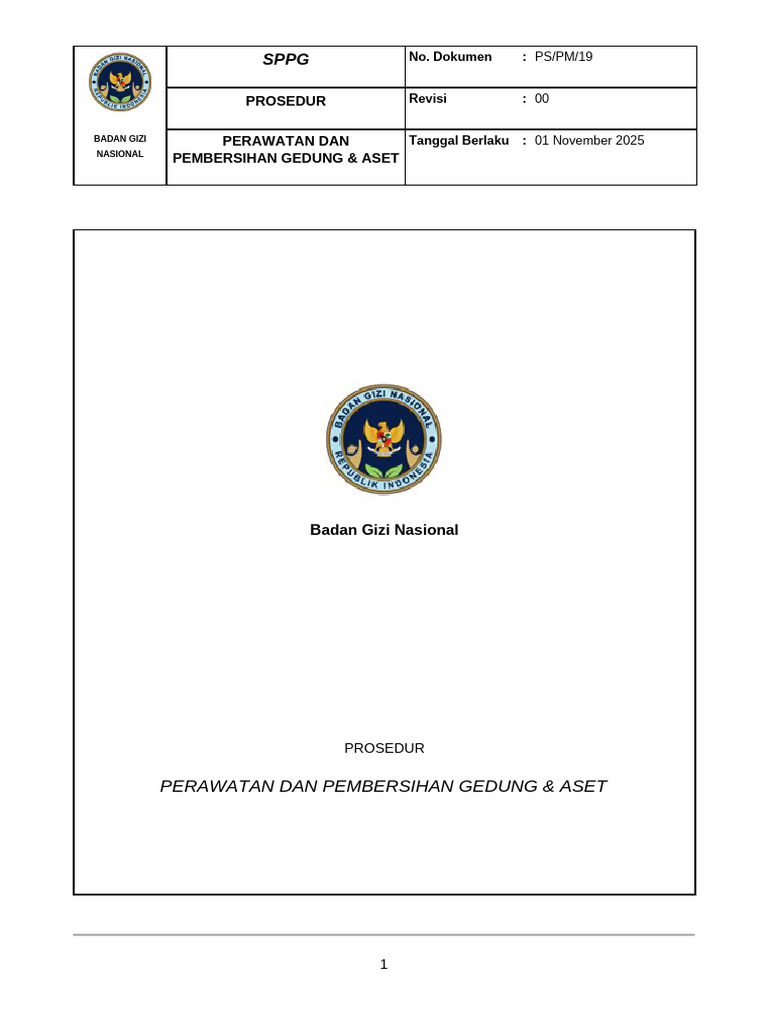 Prosedur Perawatan Gedung dan Aset BGN | PDF