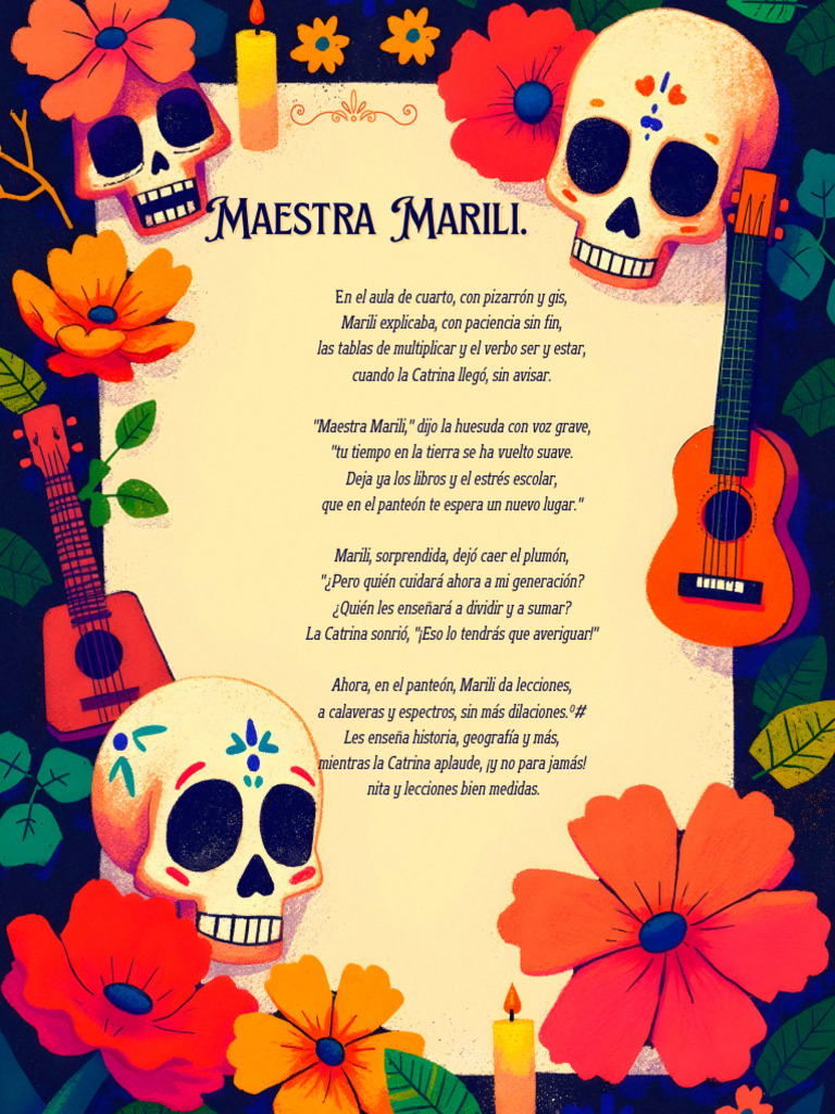 Calaverita Día de Muertos Naranja y Blanco Juguetón Post para Instagram ...