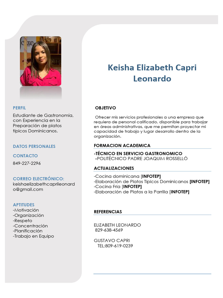 CURRICULUM Keisha Elizabeth Capri Leonardo | PDF