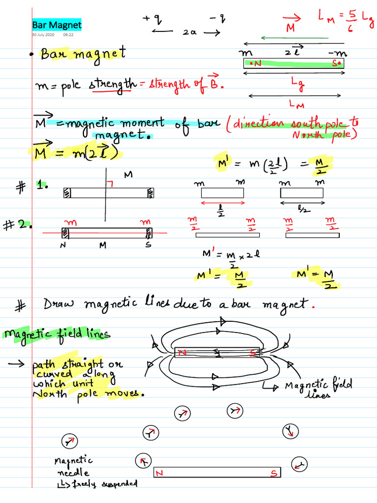 Magnetism and Matter Class - One Note | PDF | Magnetism | Magnetic Field