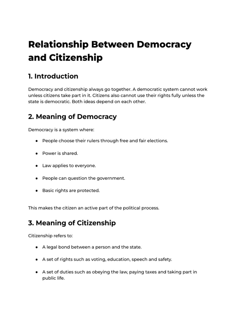 Democracy and Citizenship Explained | PDF | Democracy | Political ...