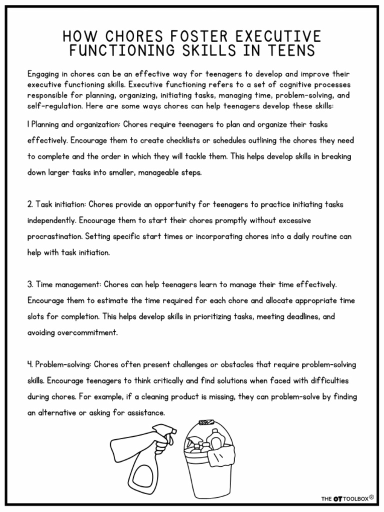 Chores and Executive Functioning Skills Copy | PDF