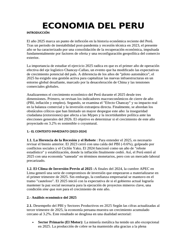Análisis del Crecimiento Económico en Perú 2025 | PDF | Inflación | La ...