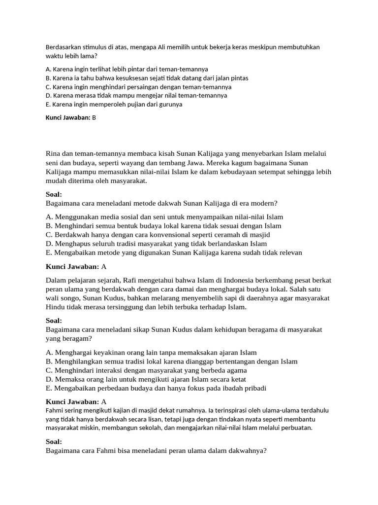 CONTOH Soal STIMULUS PAI X | PDF