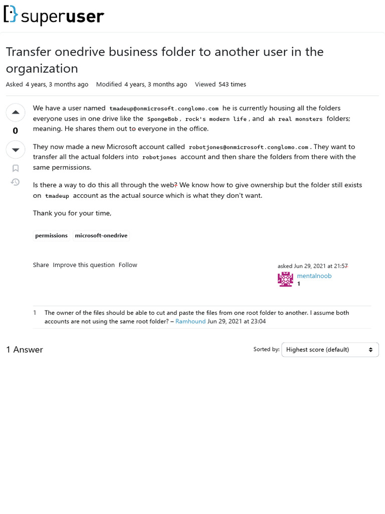 Permissions - Transfer Onedrive Business Folder to Another User in the ...