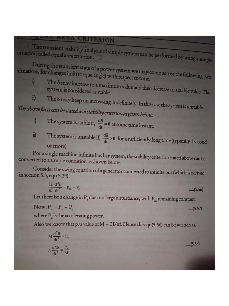 Equal Area Criterion (15m) | PDF