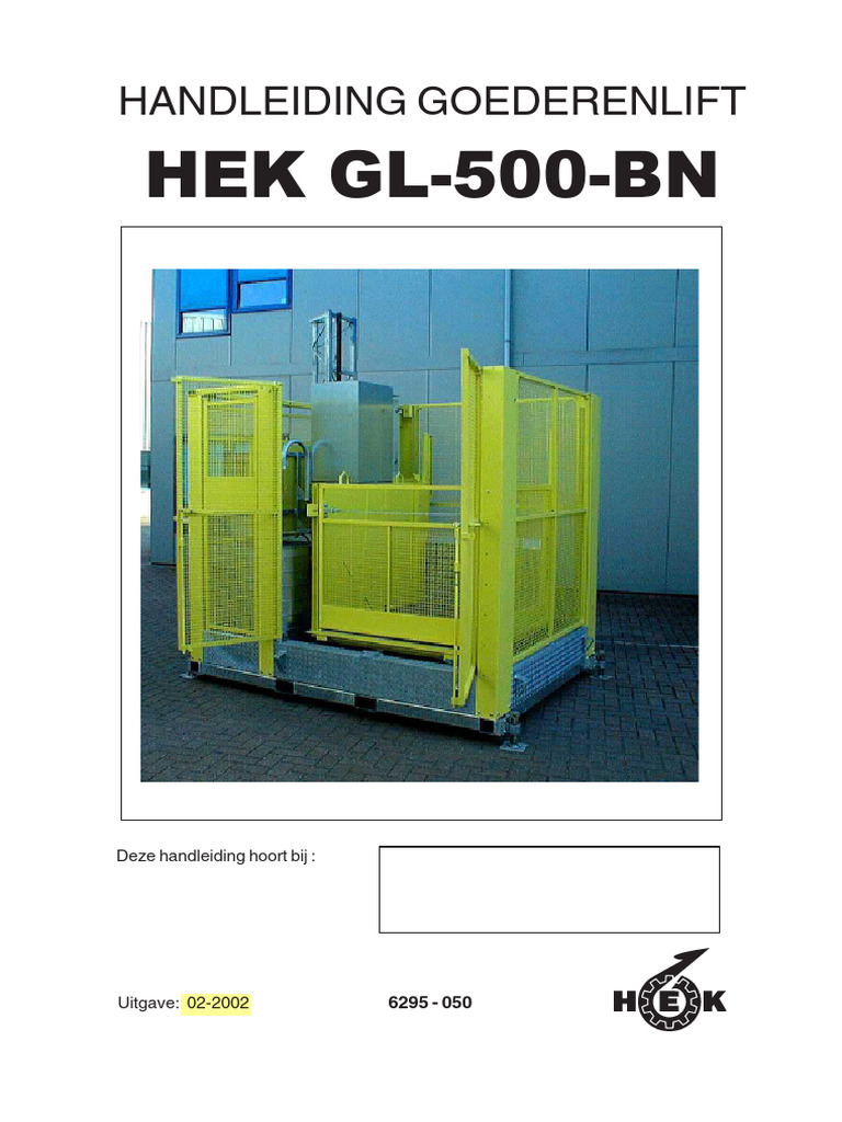 Handleiding Goederenlift Hek GL500 | PDF