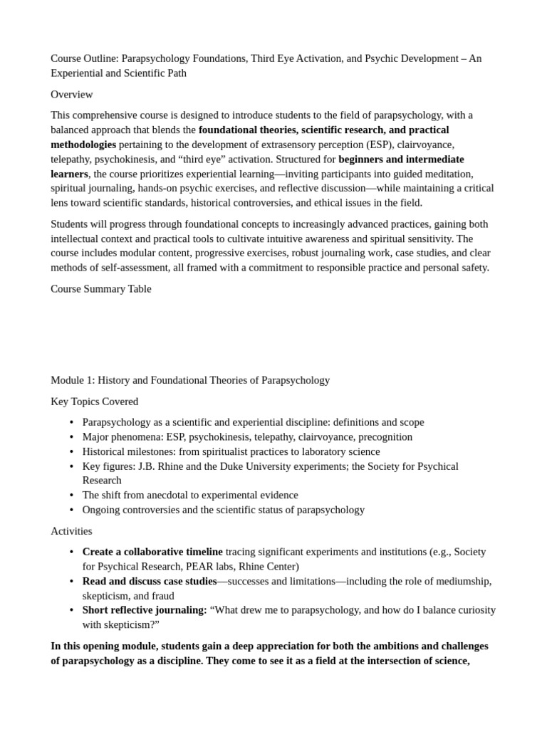 Parapsychology Course: ESP & Third Eye Training | PDF | Extrasensory ...