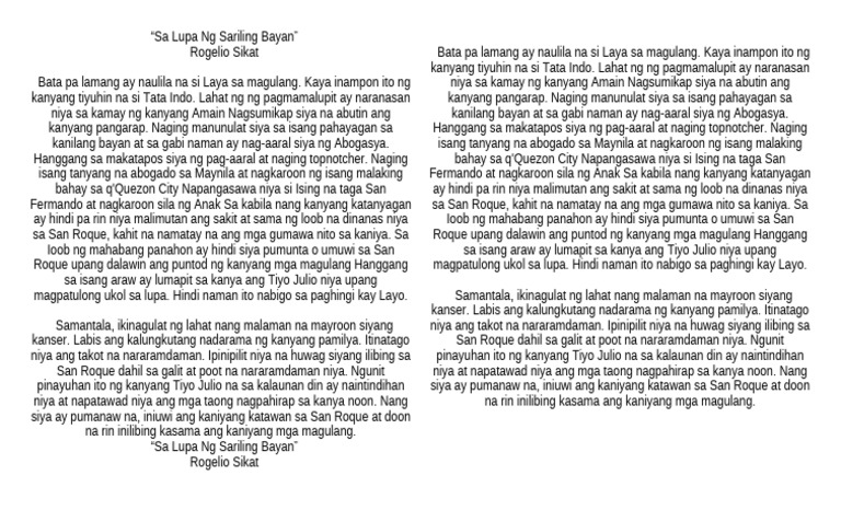 Sa Lupa NG Sariling Bayan | PDF